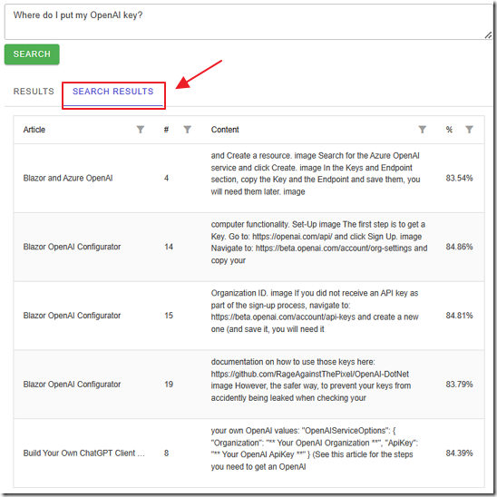 Azure OpenAI RAG Pattern using a SQL Vector Database